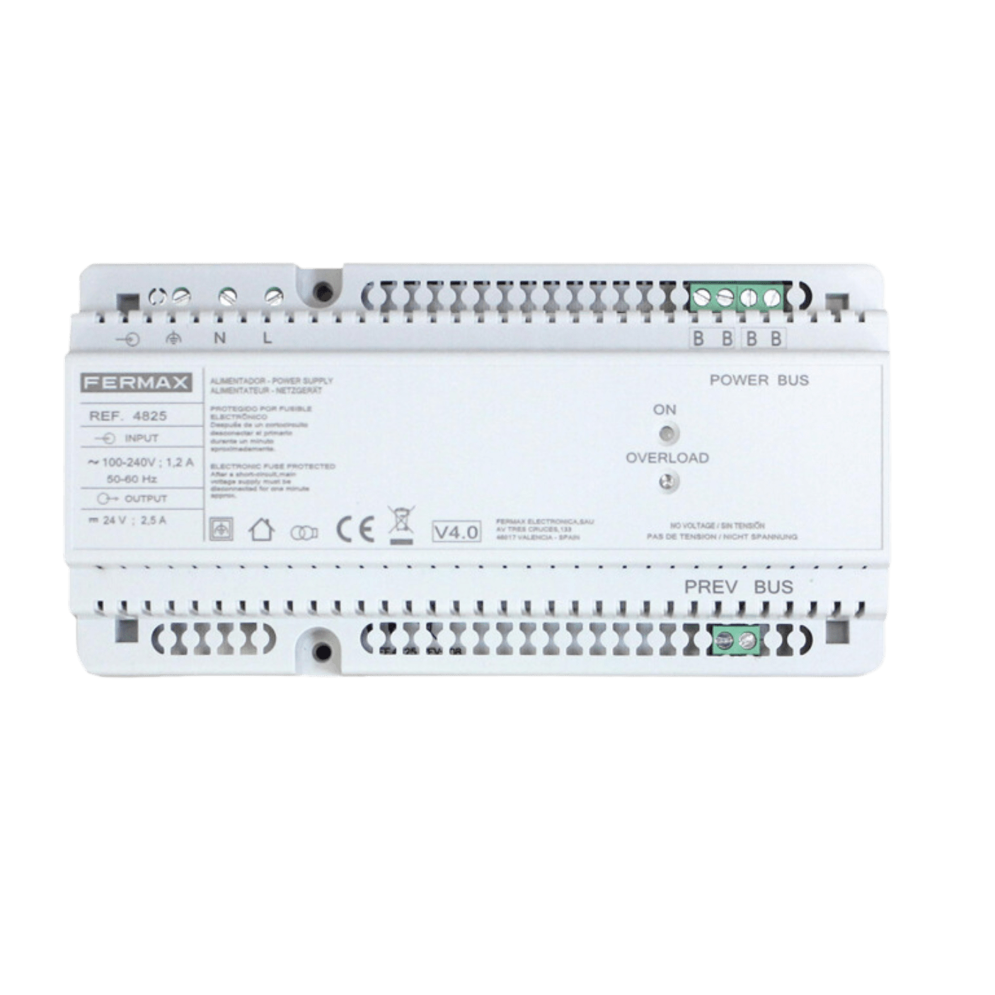 FERMAX 4825 - POWER SUPP. UNIT+FILTER DIN10 24VDC-2.5A - IMPACT SHPK
